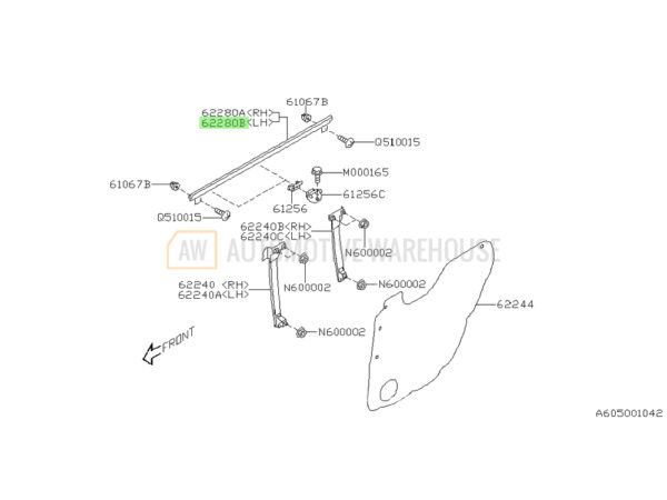 Subaru Door Exterior Weatherstrip – P/N # 62280SA010 – Automotive Warehouse