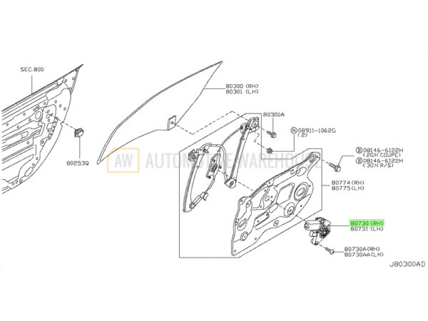 Nissan Door Window Regulator Motor – P/N # 80730-JL00A – Automotive ...
