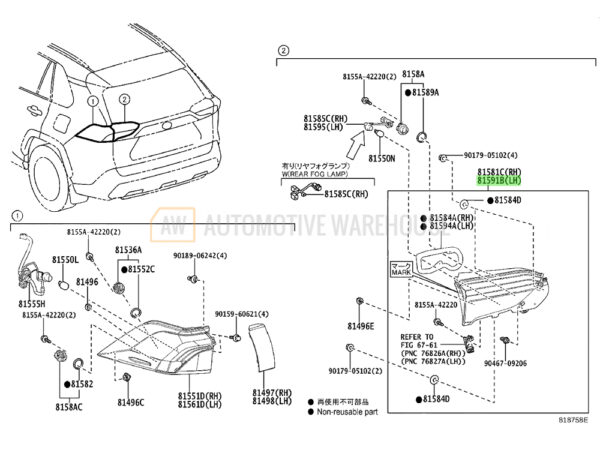 Toyota Tail Light – P/N # 81591-42120 – Automotive Warehouse