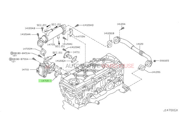 Nissan EGR Valve Gasket - P/N # 14719-EC00A - Automotive Warehouse